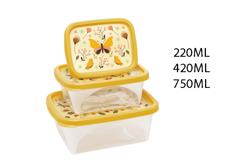 CONJUNTO 3 DE POTE DE PLÁSTICO TRANSPARENTE COM TAMPA DE BORBOLETA ...